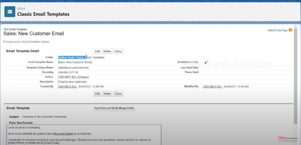 Salesforce Classic Email Templates