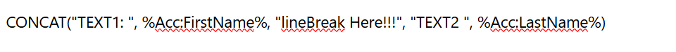 How to line break on dataraptor formula?